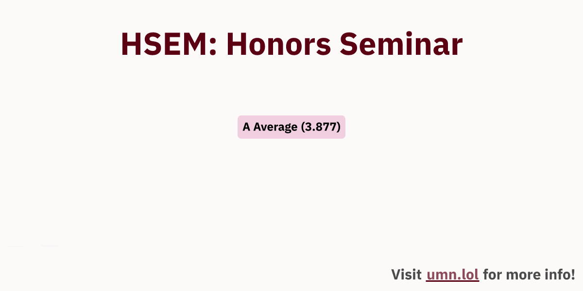 HSEM: Honors Seminar | GopherGrades