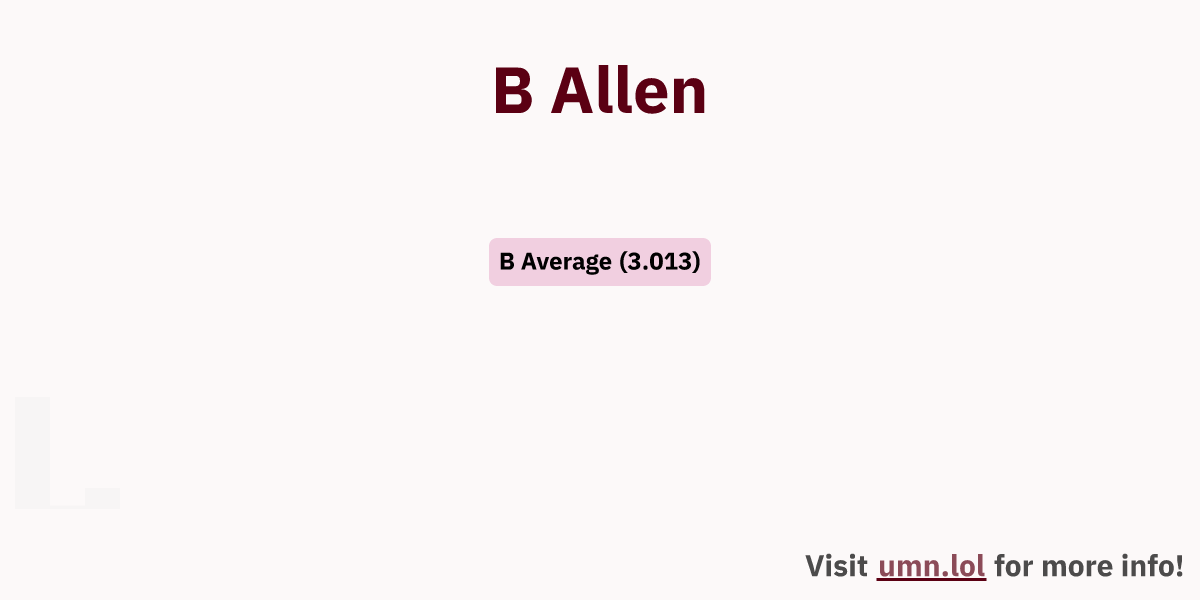 B Allen | GopherGrades